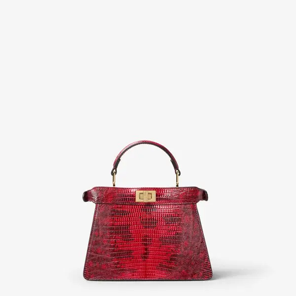 Fendi Peekaboo Iseeu Petite Dark Red Lizard Leather Bag